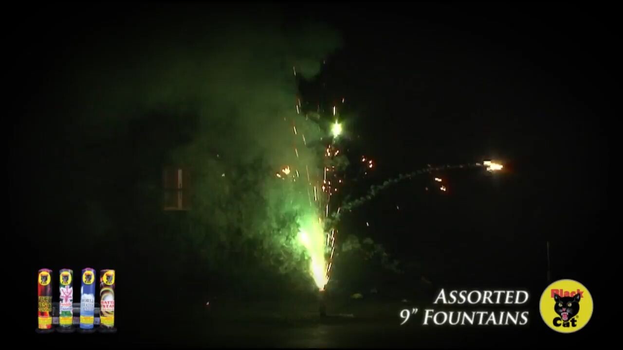 Black Cat – Number 9 – Four Assorted Fountains – Bartz Fireworks